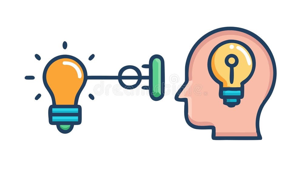 Head To Lightbulb: Creative Thinking Problem Solving Process, Vector Design Generative AI Stock ...