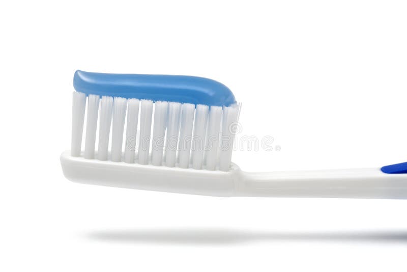 Head of Toothbrush with Blue Toothcream Isolated Stock Photo - Image of ...