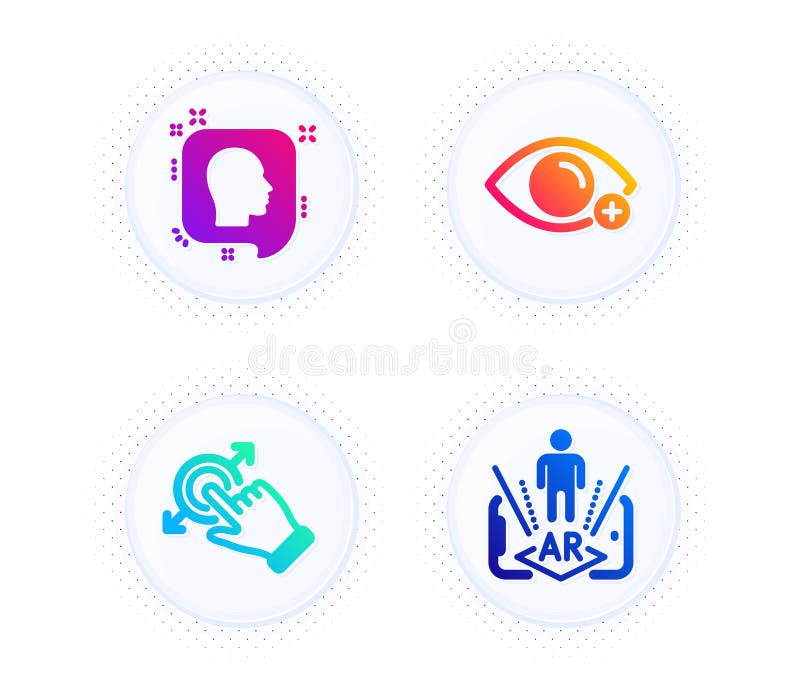 Head, Touchscreen Gesture and Farsightedness Icons Set. Augmented ...