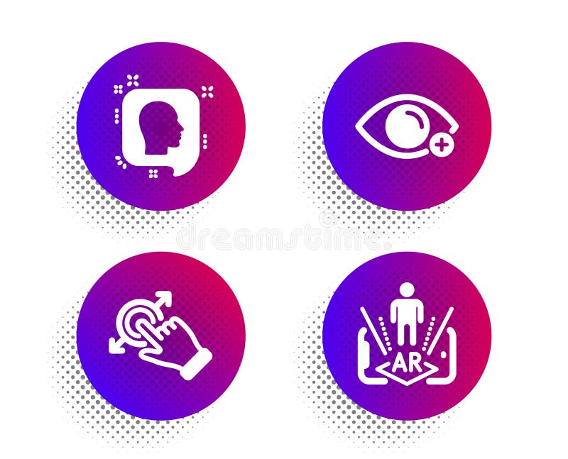 Head, Touchscreen Gesture and Farsightedness Icons Set. Augmented ...