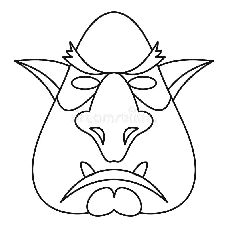 Head of Troll Icon, Outline Style Stock Illustration - Illustration of ...