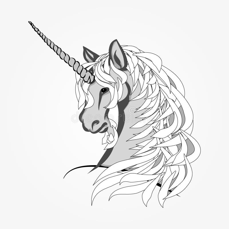 White unicorn head stock vector. Illustration of horn - 80010964