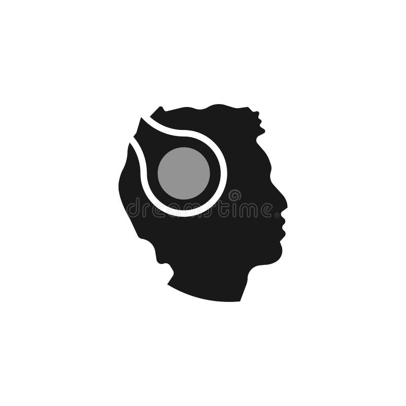 Head Using Earphone Icon Logo Stock Vector - Illustration of head, line ...