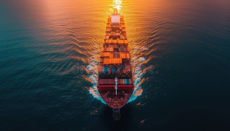 Head View of Container Ship - Generative AI Stock Image - Image of ...