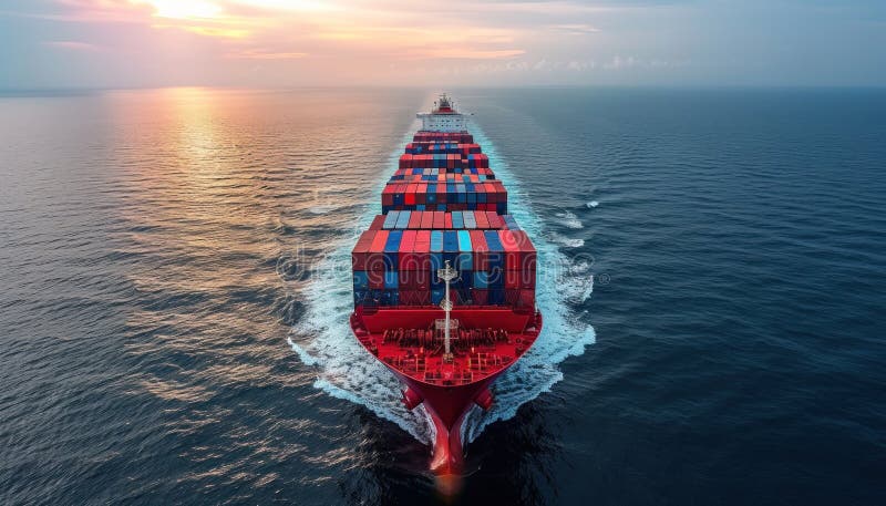 Head View of Container Ship - Generative AI Stock Photo - Image of ...