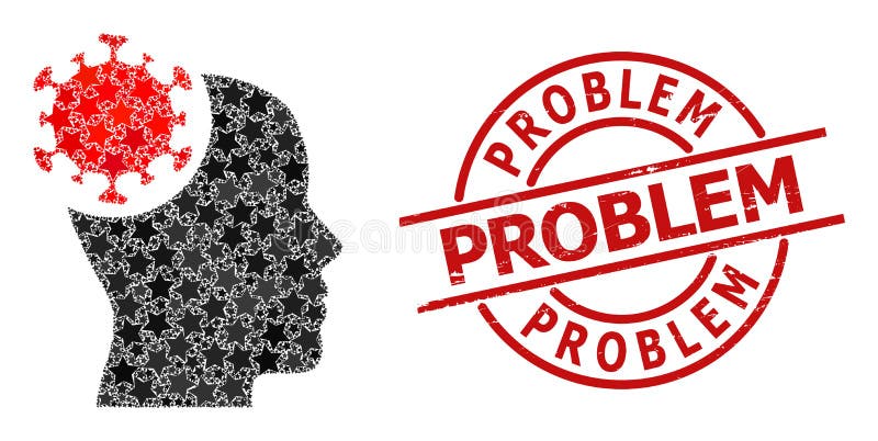 Head Virus Star Mosaic and Problem Grunge Seal Stamp Stock Vector ...