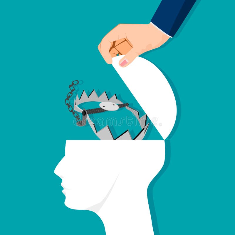 The Head Was Opened with a Trap. Thought Trap Stock Vector ...