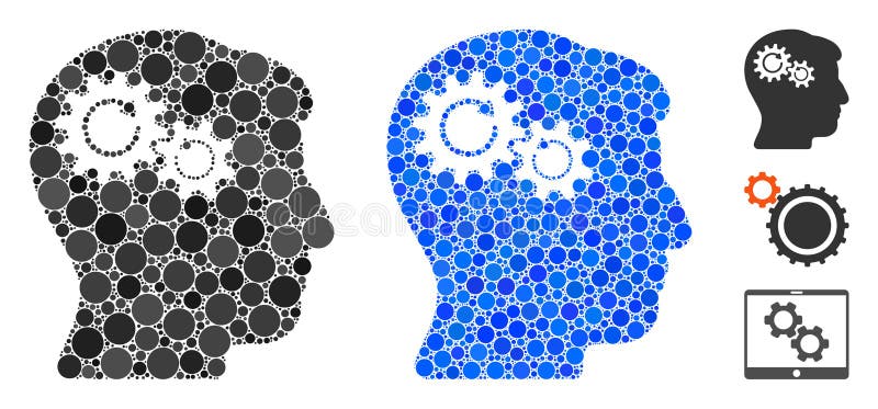 Head Wheels Rotation Mosaic Icon of Circles Stock Vector - Illustration ...