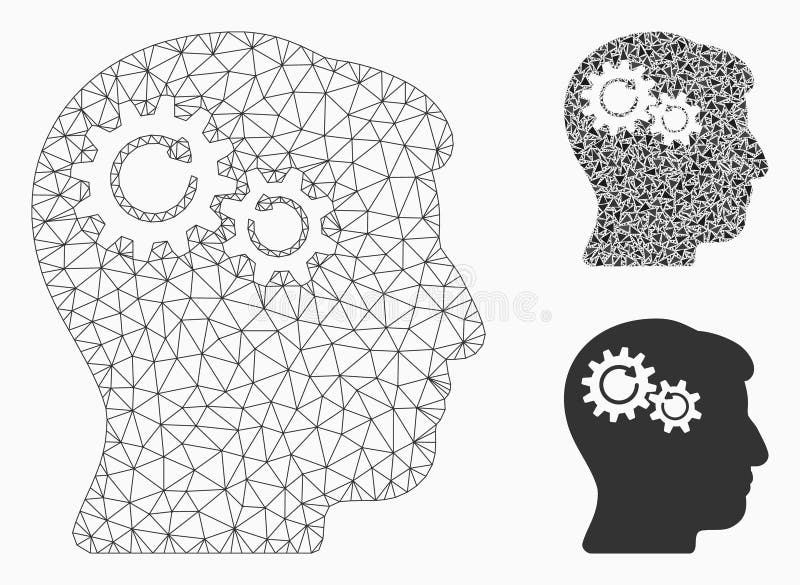 Head Wheels Rotation Vector Mesh Network Model and Triangle Mosaic Icon ...