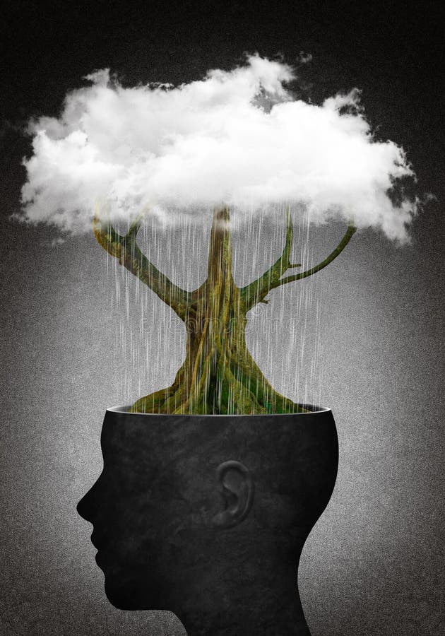 Head with tree inside stock illustration. Illustration of imagination ...