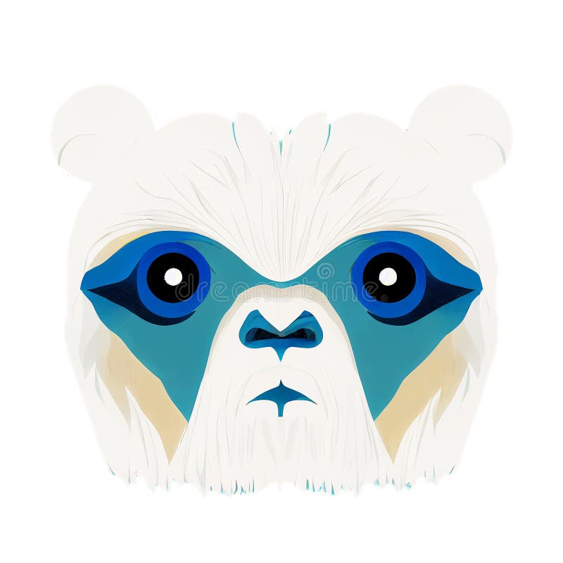 The Head of a White Furry Yeti. Flat Illustration Close Up. AI ...