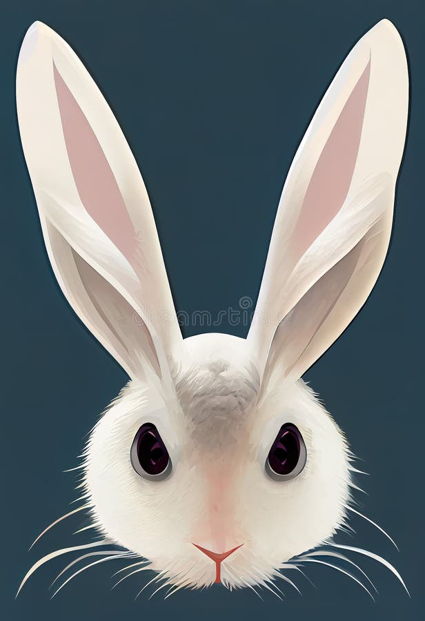 The Head of a White Long-eared Hare. Portrait of a White Rabbit on a ...