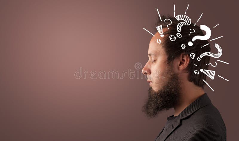 Head with question signs stock image. Image of knowledge - 160857891