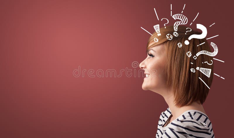 Head with question signs stock photo. Image of human - 168309042