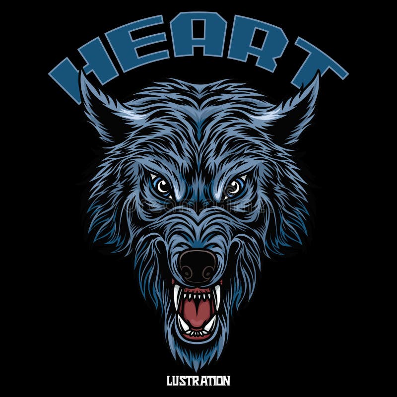 Wolf Head Mascot with Text Illustration Stock Vector - Illustration of ...