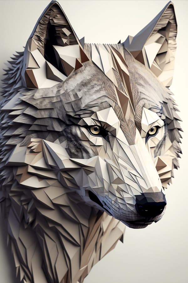 The Head of a Wolf Made of Paper Cut Style. Ai Generated Stock ...