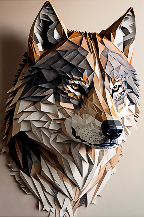 The Head of a Wolf Made of Paper Cut Style. Ai Generated Stock ...