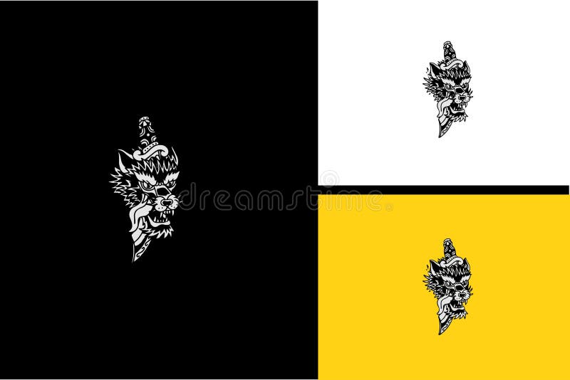 Head Wolf and Sword Vector Flat Design Stock Vector - Illustration of ...