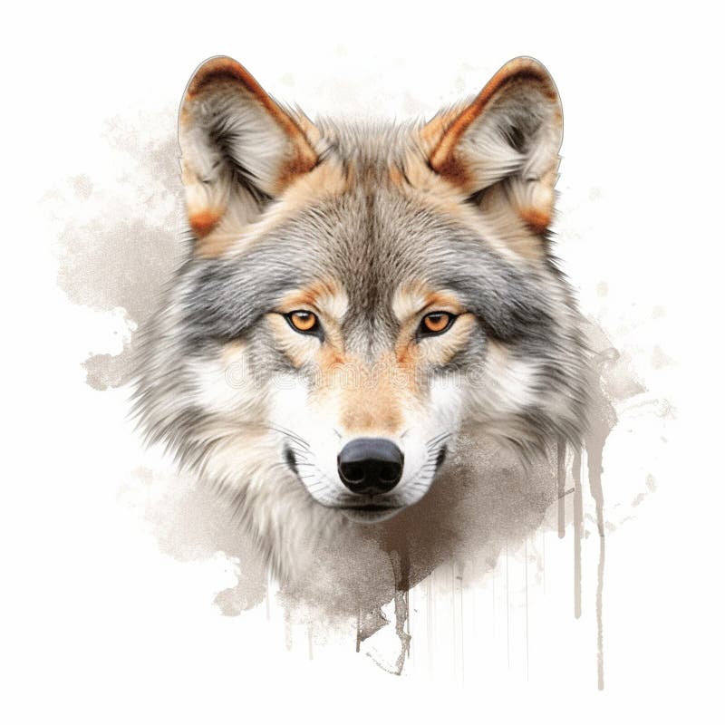 The Head of a Wolf on a White Background with Double Exposure. Retro Design Graphic Element ...