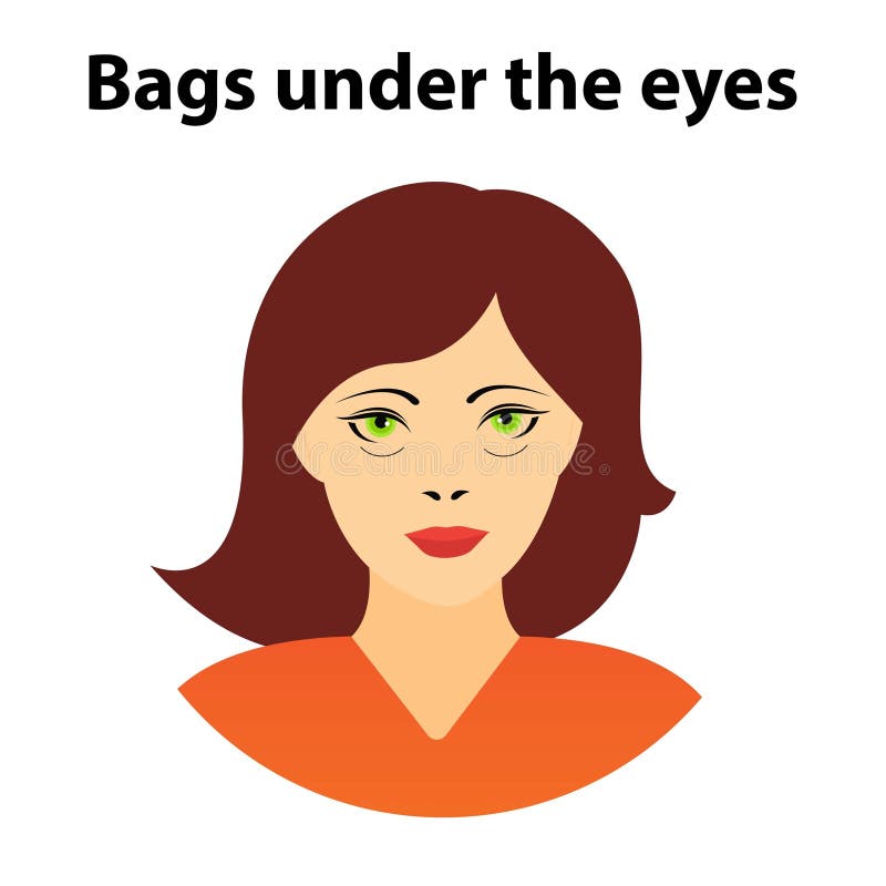 Head of a Woman with Bags Under the Eyes Stock Vector - Illustration of ...