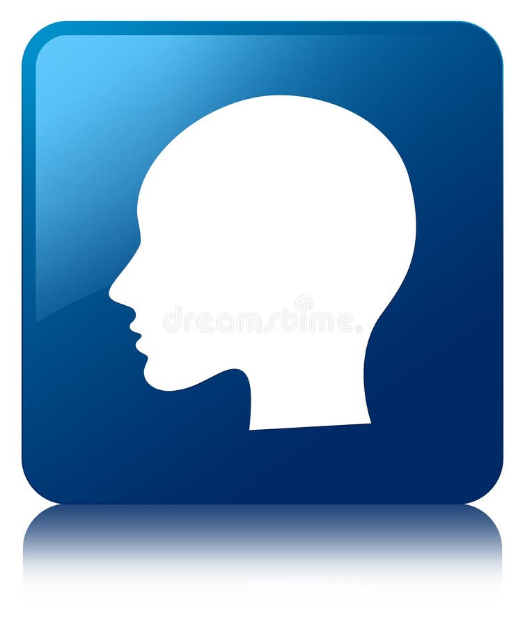 Head Woman Face Icon Blue Square Button Stock Illustration ...
