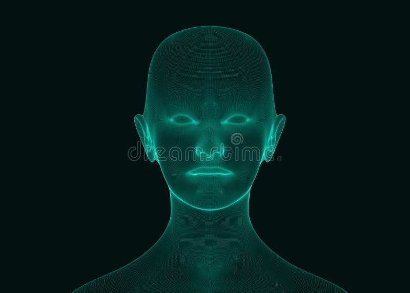 Head of Woman Model Rendering Stock Illustration - Illustration of ...