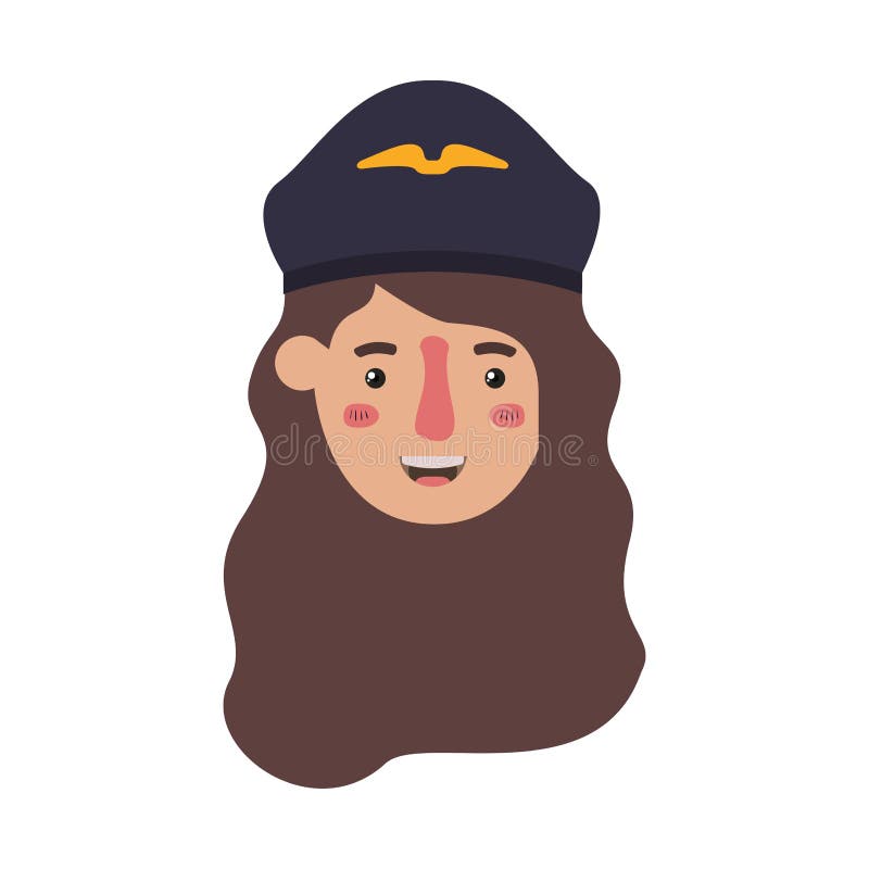Head of Woman Pilot Avatar Character Stock Vector - Illustration of ...