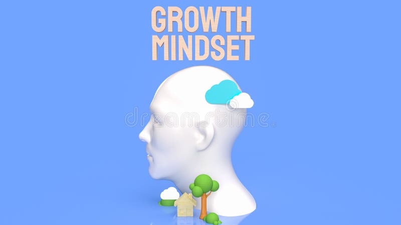 The Head and Wood Text for Growth Mindset Concept 3d Rendering Stock ...