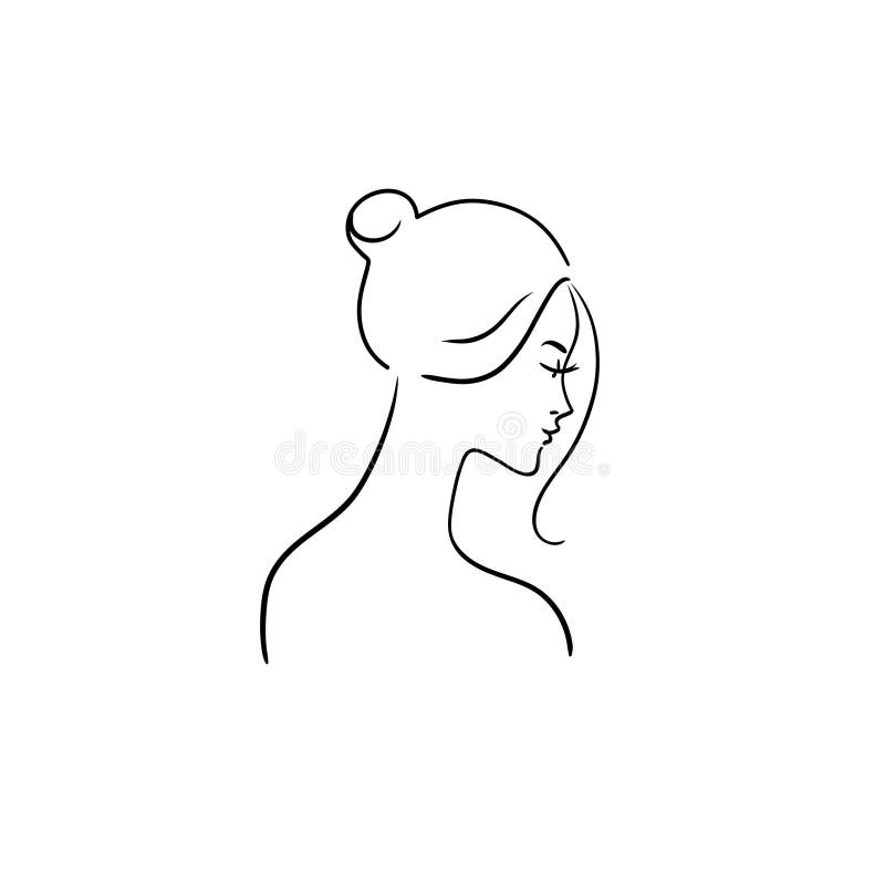 Head Of A Young Beautiful Woman With Her Back Stock Vector