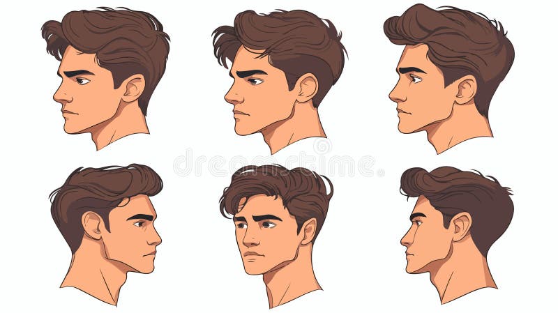 Head of Young Man from Different Angles Stock Vector - Illustration of ...