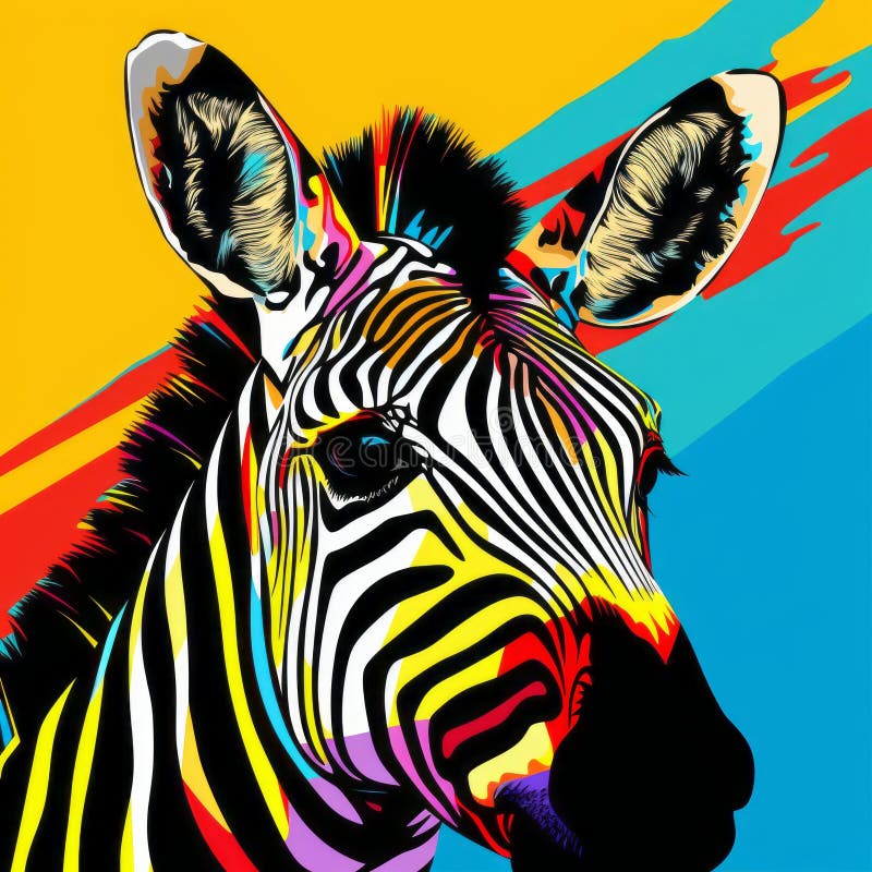 Colorful Pop Art Zebra on Vibrant Background Stock Illustration ...