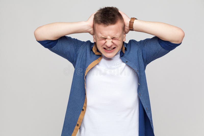 Headache. Boy Have a Problem or Stress Stock Image - Image of problem ...
