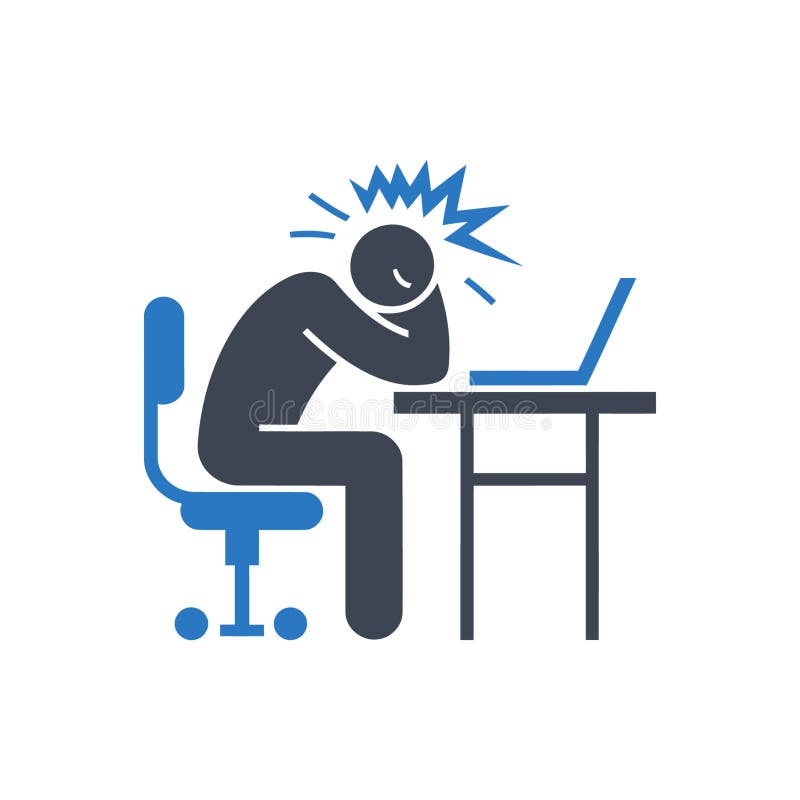 Headache Computer Work Icon Stock Vector - Illustration of symbol, pain ...