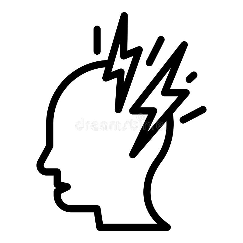 Headache Disorder Icon Outline Vector. Brain Anxiety Stock Illustration ...