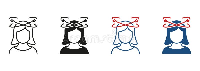 Headache, Distracted Head, Dizziness, Migraine Line and Silhouette ... Headache, Distracted Head, Dizziness, Migraine Line and Silhouette ...