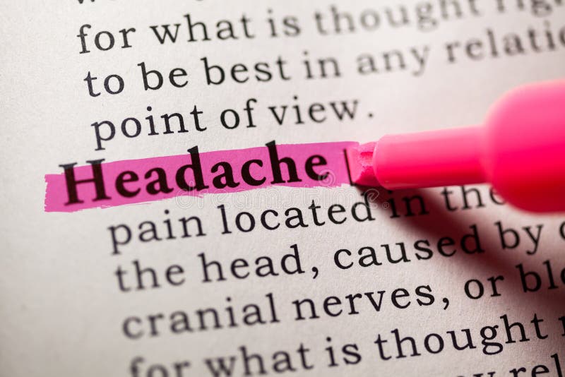 Definition of the Word Headache Stock Photo - Image of page, text ...