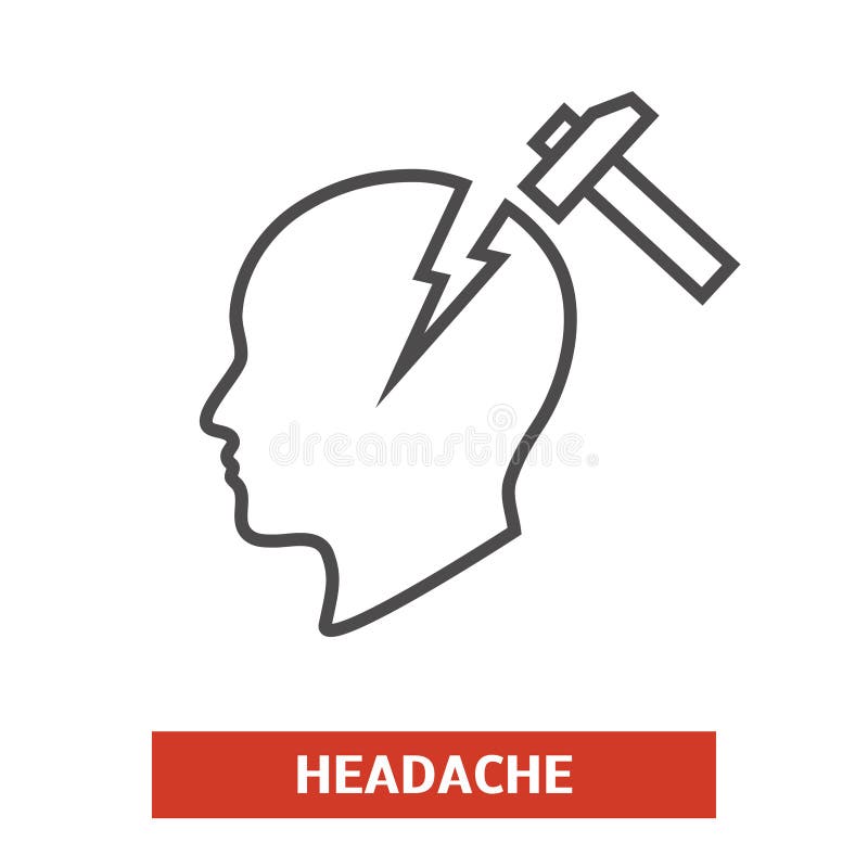 Headache icon with hammer stock illustration. Illustration of medical ...