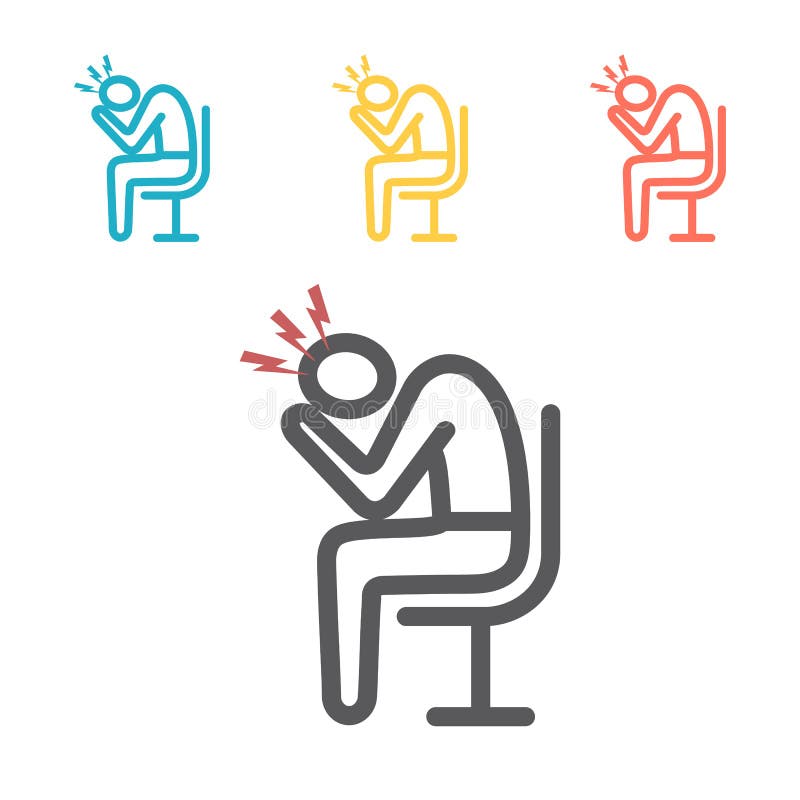 Headache Line Icon Set. Included the Icons As Tension Headaches ...