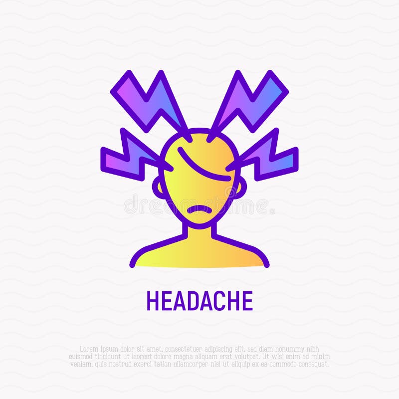 Headache or Migraine Thin Line Icon. Modern Vector Illustration Stock ...