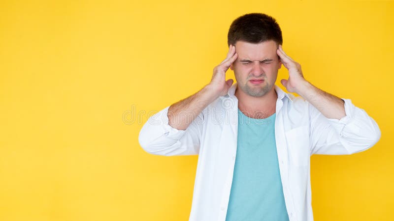 Headache Suffer Sick Man Problem Overload Gloomy Stock Image - Image of ...