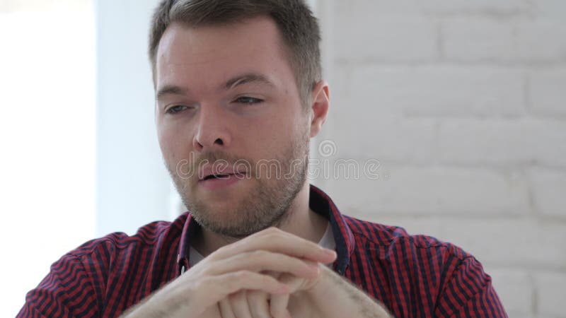 Headache, Tense Young Man at Work in Office, Library Stock Footage ...