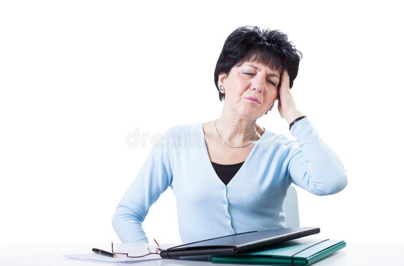 Headache at work stock image. Image of disturbing, elderly - 39747337
