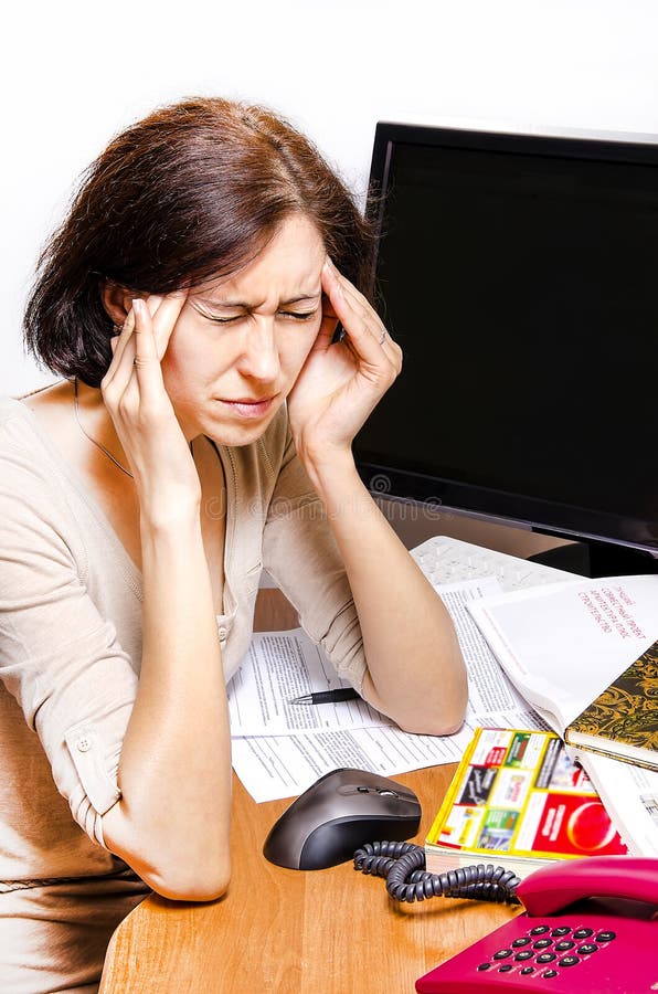 Headache at work stock photo. Image of black, business - 31806078
