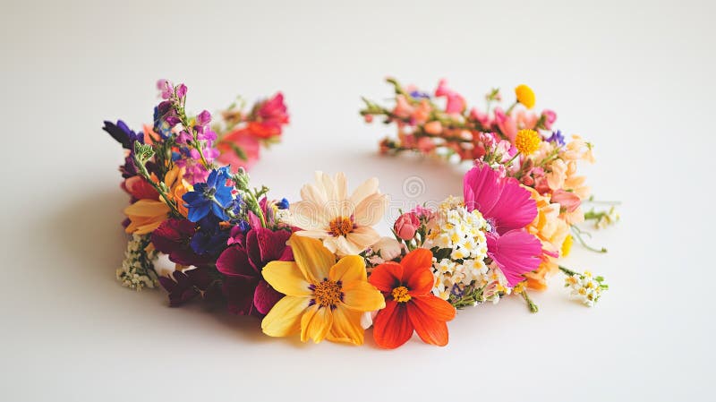 Headband Adorned with Spring Flowers, Resting on a White Surface Stock ...