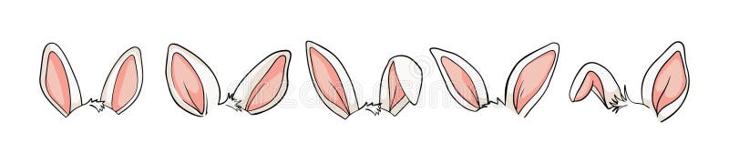 Headband with Easter Bunny Ears. Collection of Line Drawings of Bunny ...