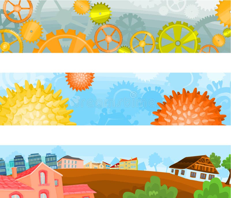 Set 3 Cogs Header Banners stock illustration. Illustration of graphic ...