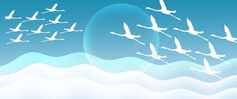 Header Background Light Turquoise Gradient Flamingo Birds Flying Stock ...