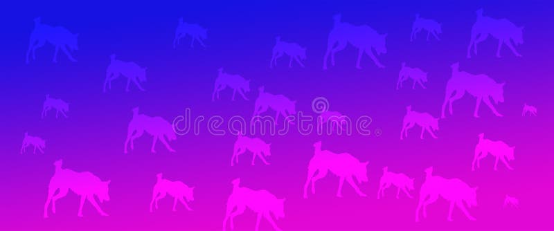 Header Background Pet Dogs Pattern on Blue Magenta Gradient Background ...