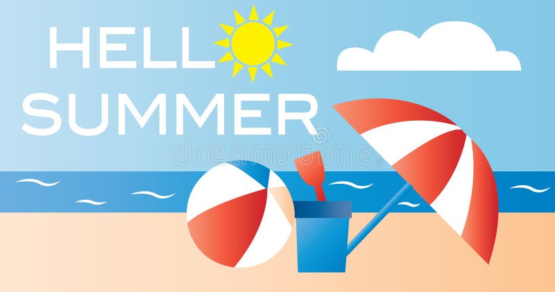 Summer Vacation Beach Header or Banner Stock Vector - Illustration of ...