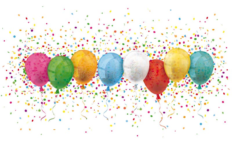 Header Colored Balloons Confetti Explosion Stock Vector - Illustration ...